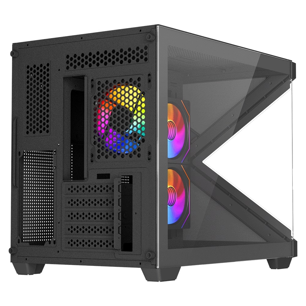 Vida Arcade Black ARGB Gaming Case w/ Glass Side & Glass/Mesh Front ...